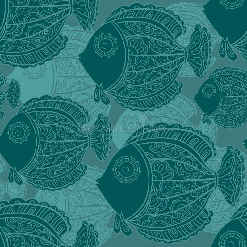 Seamless Pattern of a Lot of Beautiful Decorative Fishes Stock ...