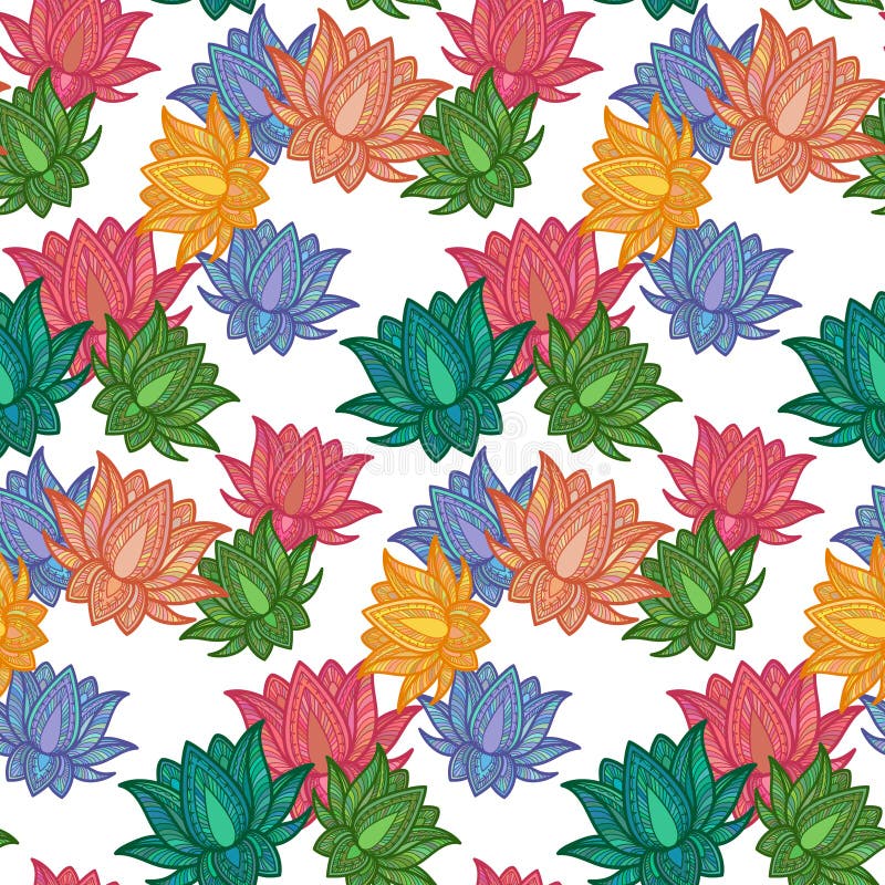 Seamless Pattern Lotus stock vector. Illustration of plant - 49399027