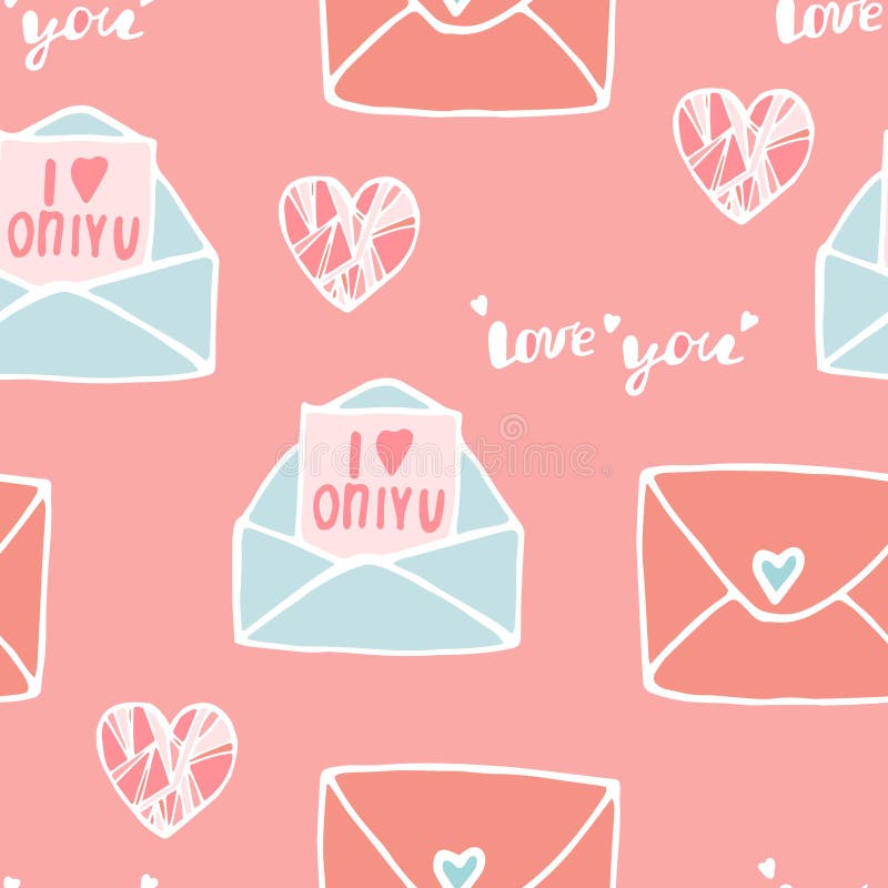 Seamless Pattern with Love Letters Envelopes with Notes about Love for ...