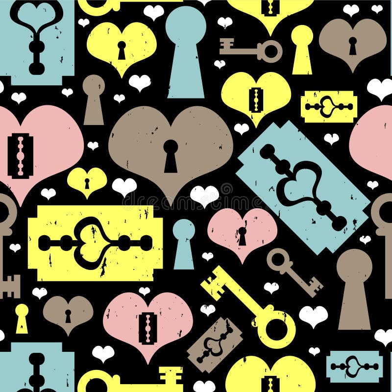 Seamless Pattern Love Theme Stock Vector - Illustration of keyhole ...