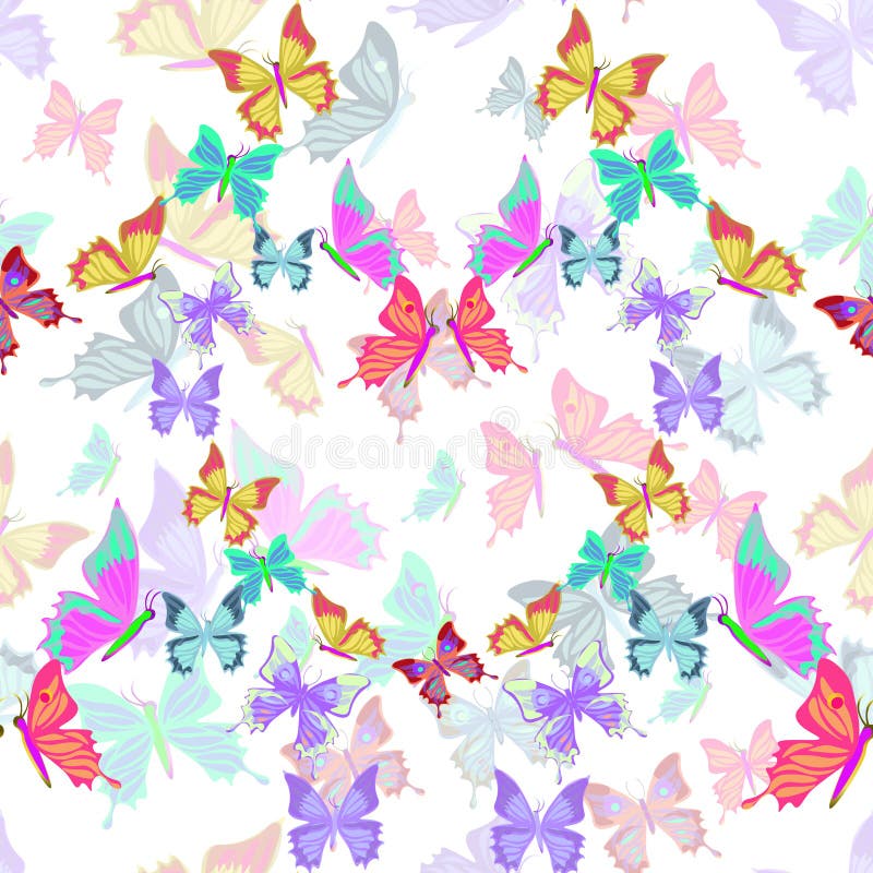 Seamless Pattern Lovely Multicolored Butterflies Fly in the Form Stock ...