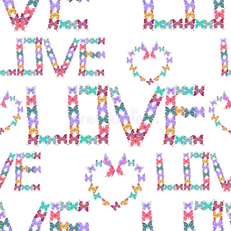 Seamless Pattern Lovely Multicolored Butterflies Fly. Vector Ill Stock ...