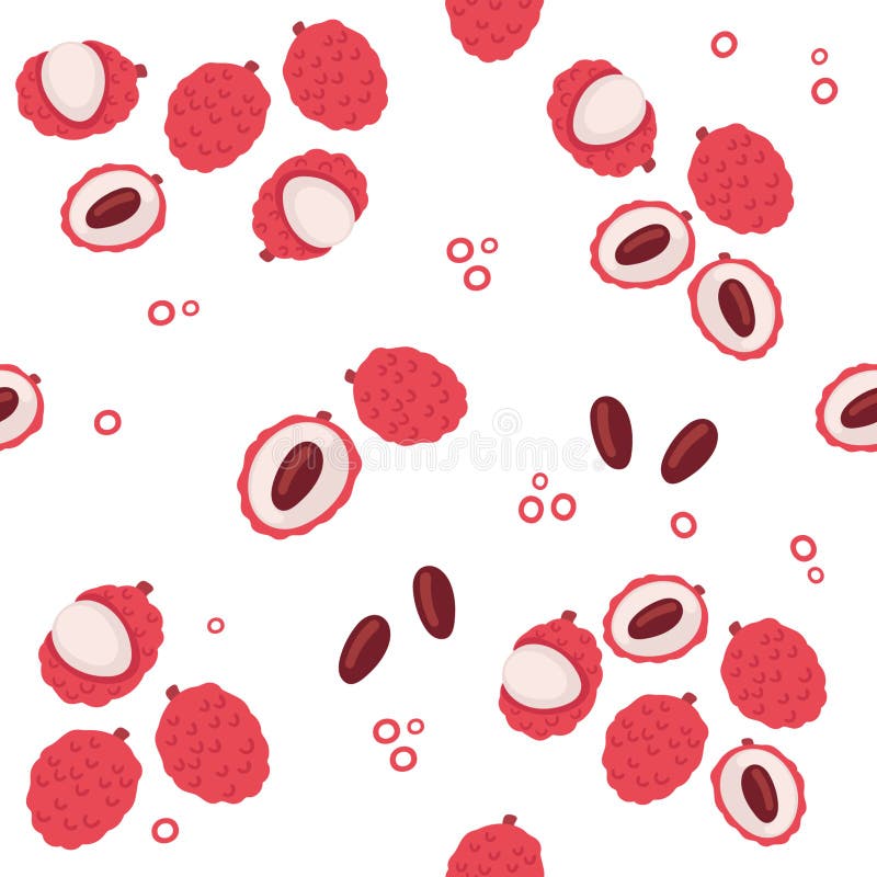 Seamless Pattern of Lychee on White Background. Ideal for Food ...
