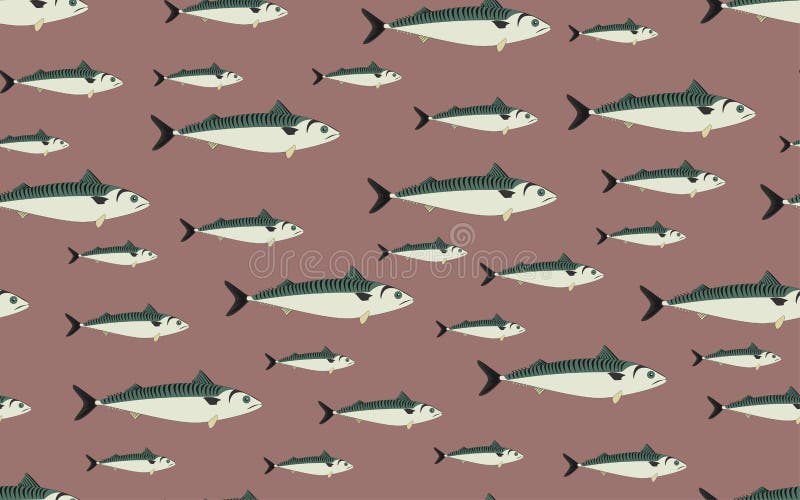 Seamless Pattern Mackerel Fish Stock Vector - Illustration of drawing ...