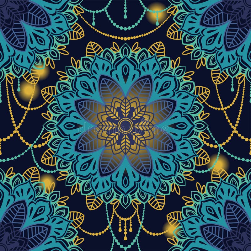 Seamless Pattern with Madala Ornament Stock Vector - Illustration of ...