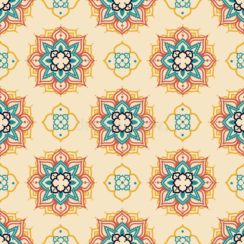 Seamless Pattern with Madala Ornament Stock Vector - Illustration of ...