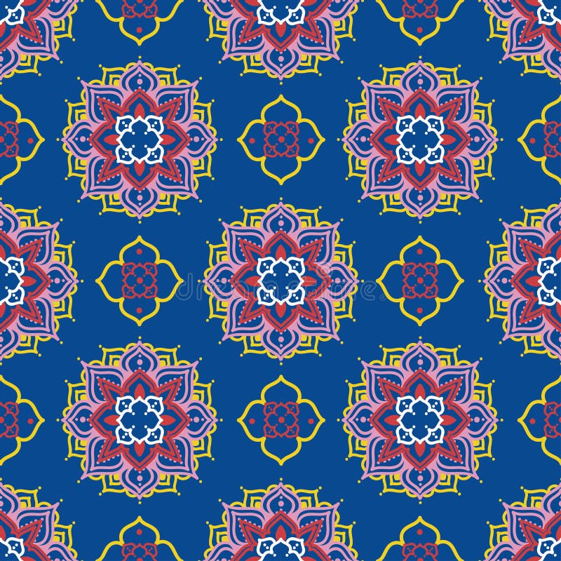 Seamless Pattern with Madala Ornament Stock Vector - Illustration of ...