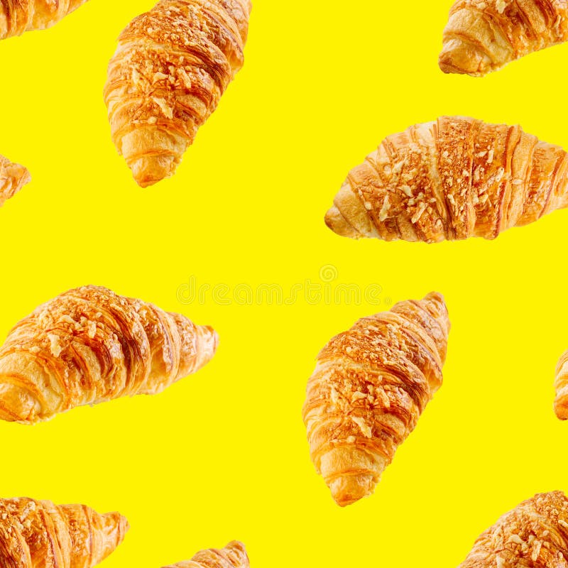 Seamless Pattern Made from Fresh Croissant with Cheese Isolated on ...