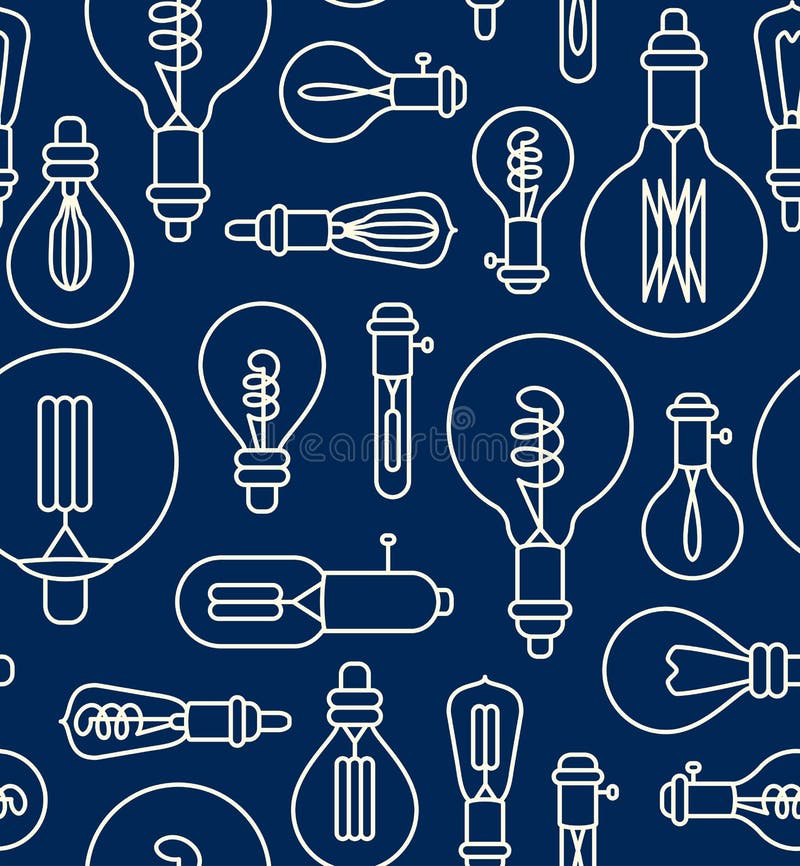 Seamless Pattern Made of Light Bulbs Stock Vector - Illustration of ...