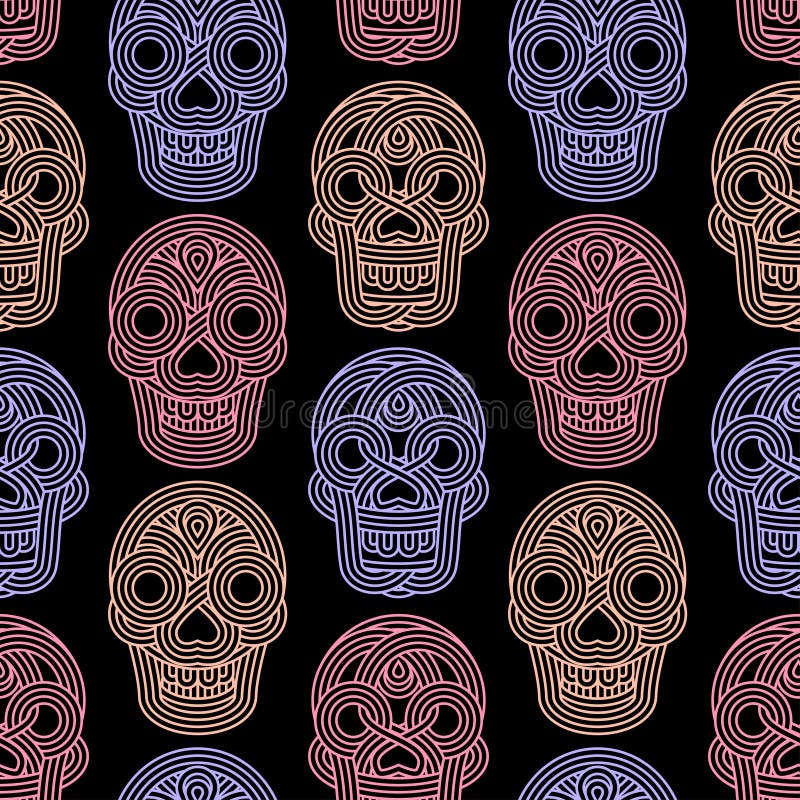 Seamless Pattern Made of Skulls Stock Vector - Illustration of dead ...