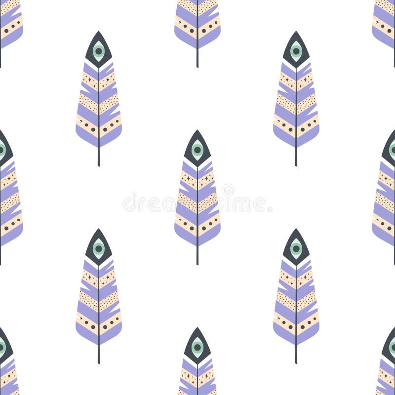 Seamless Pattern with Magic Feathers, Vector Illustration Stock Vector ...
