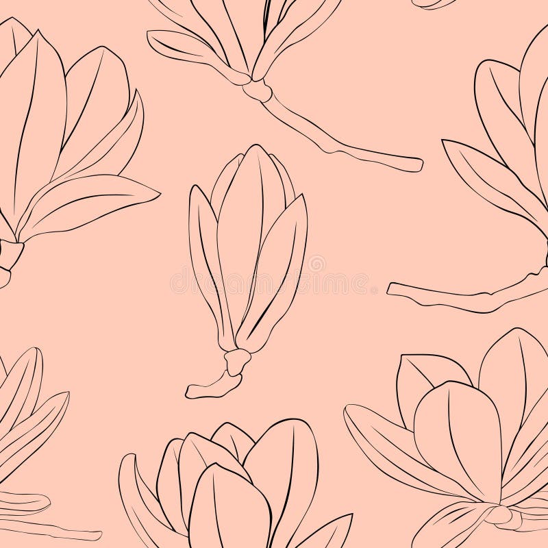 Seamless Pattern Magnolia Vector Illustration Stock Vector ...