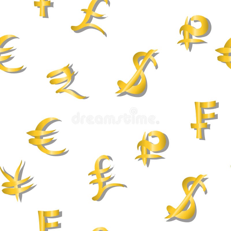 Seamless Pattern of Main Money Currency Signs Same Sizes on White ...