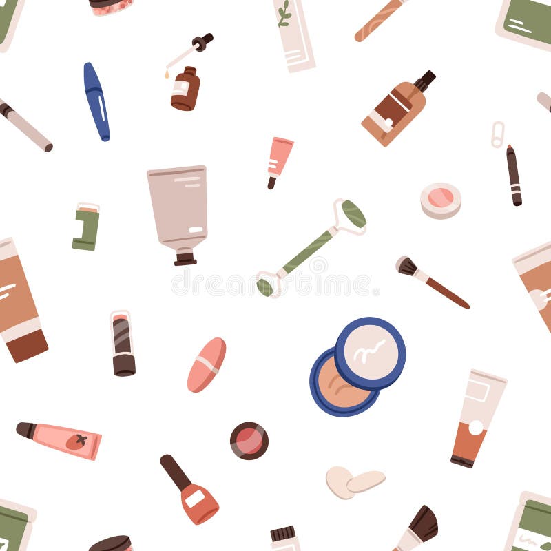 Pattern Makeup and Beauty Cosmetics. Stock Vector - Illustration of ...