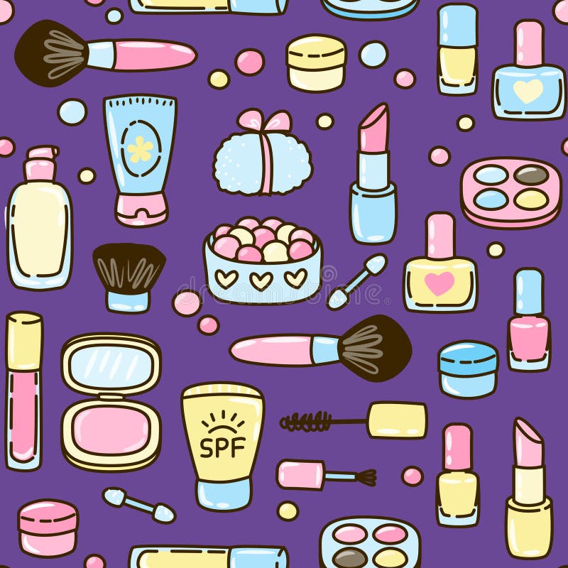 Cute makeup border on pink stock vector. Illustration of pink - 118317908