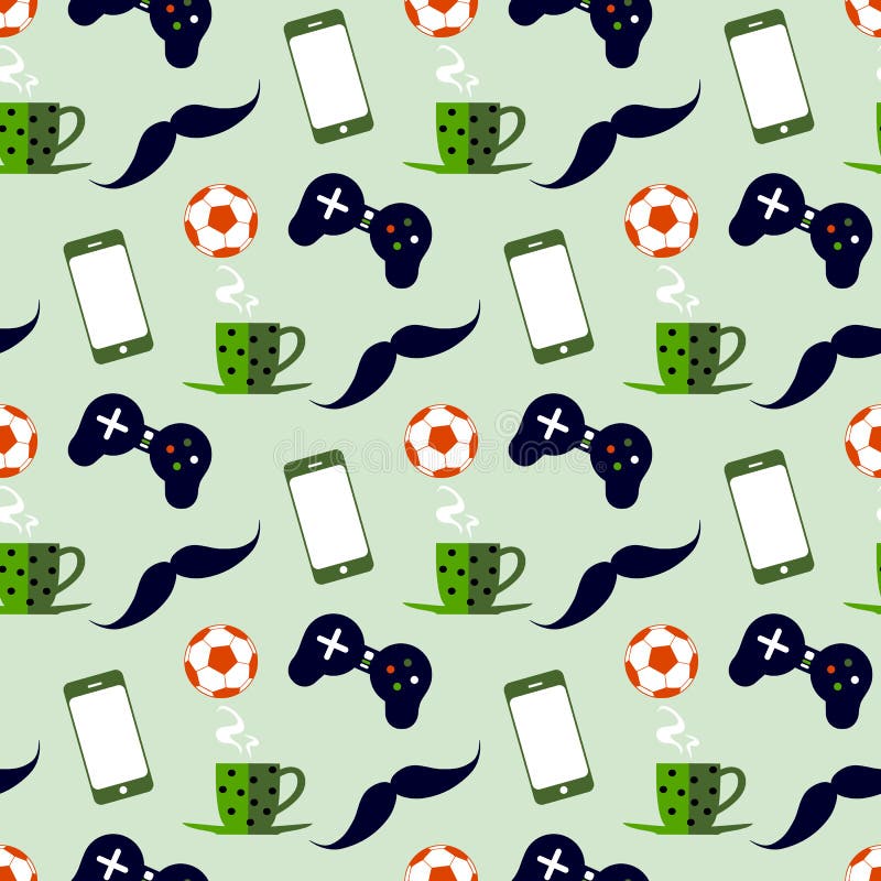 Seamless Pattern with Male Iconic Elements Stock Vector - Illustration ...