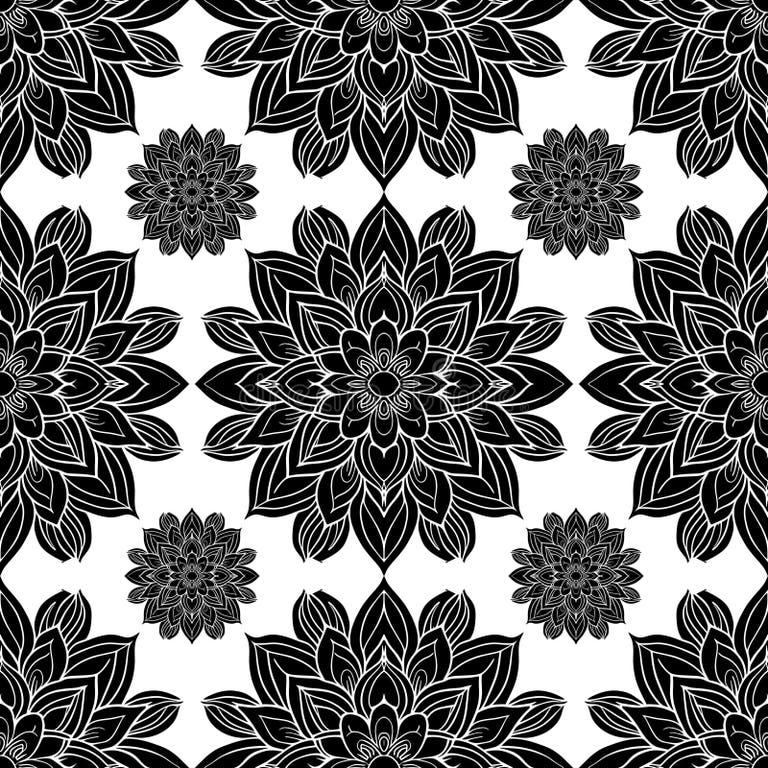 Seamless Pattern with Mandalas Stock Vector - Illustration of floral ...