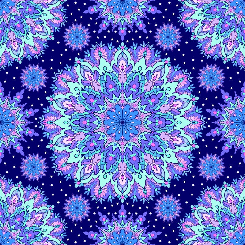 Seamless Pattern with Mandalas on a Dark Background. Vector Stock ...