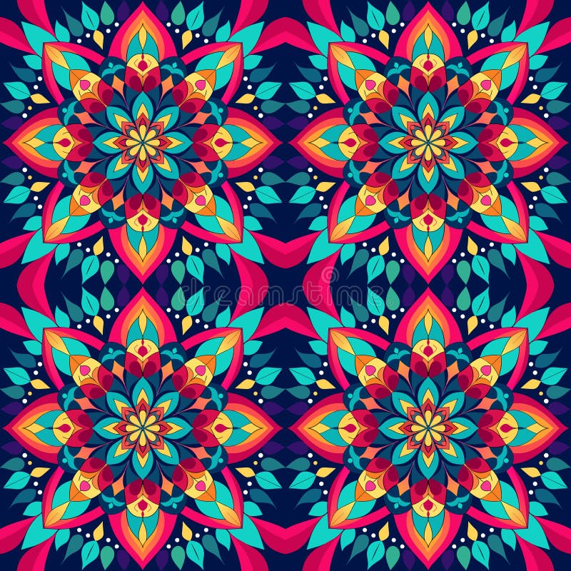 Seamless Pattern with Mandalas Stock Illustration - Illustration of ...