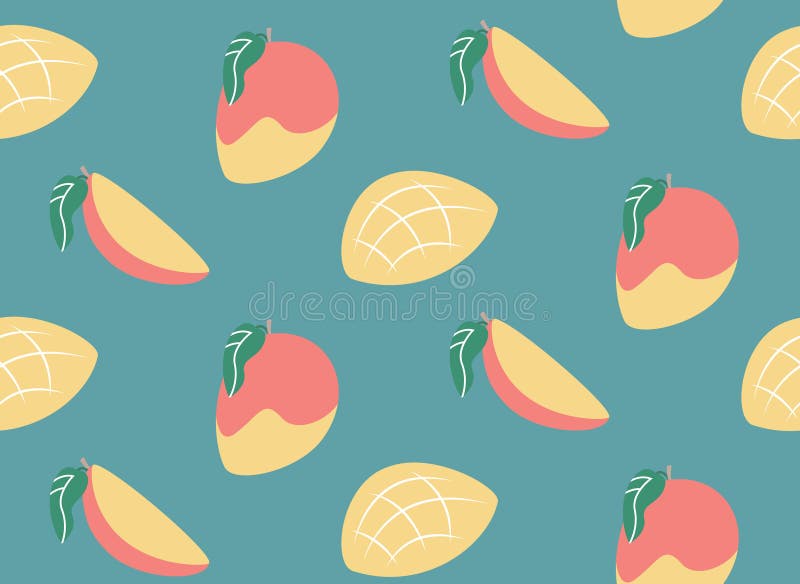 Seamless Pattern with Mango. Stock Vector - Illustration of fabric ...
