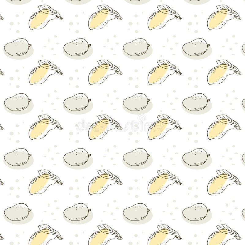 Seamless Pattern with Mango, Tropical Fruit Background Stock Vector ...