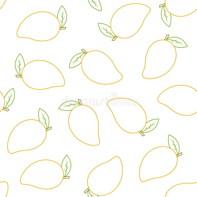 Seamless Pattern with Mango on White Background Stock Vector ...