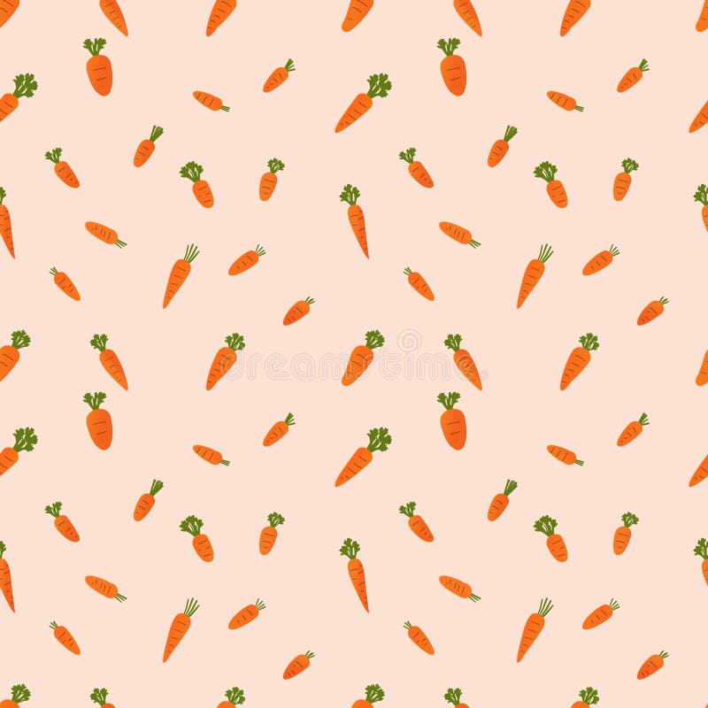 Seamless Pattern with Many Cartoon Carrots of Different Sizes Scattered ...
