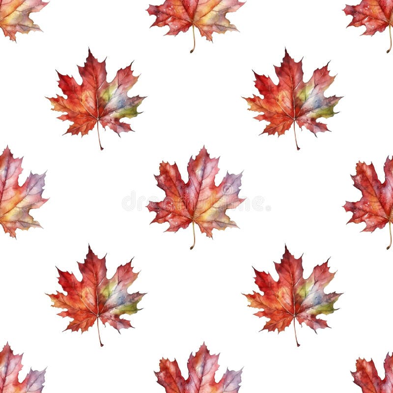 Seamless Pattern with Many Red Maple Leaves. Stock Illustration ...