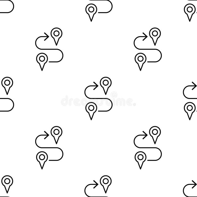 Seamless Pattern Map, Route, Gps Distance, Roadmap Icon. Geolocation ...