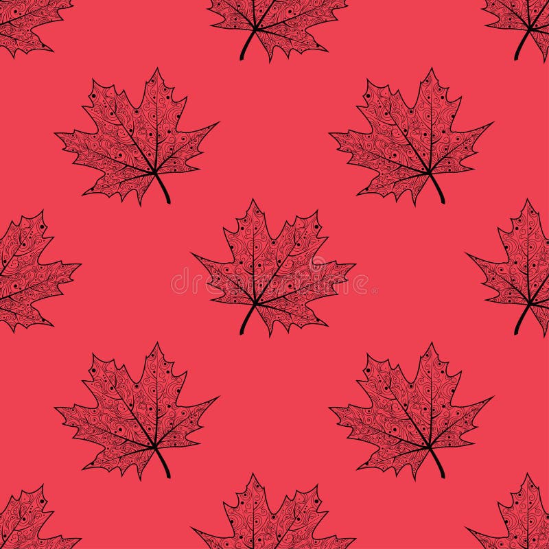 Seamless Pattern with Maple Leaves. Stock Vector - Illustration of ...