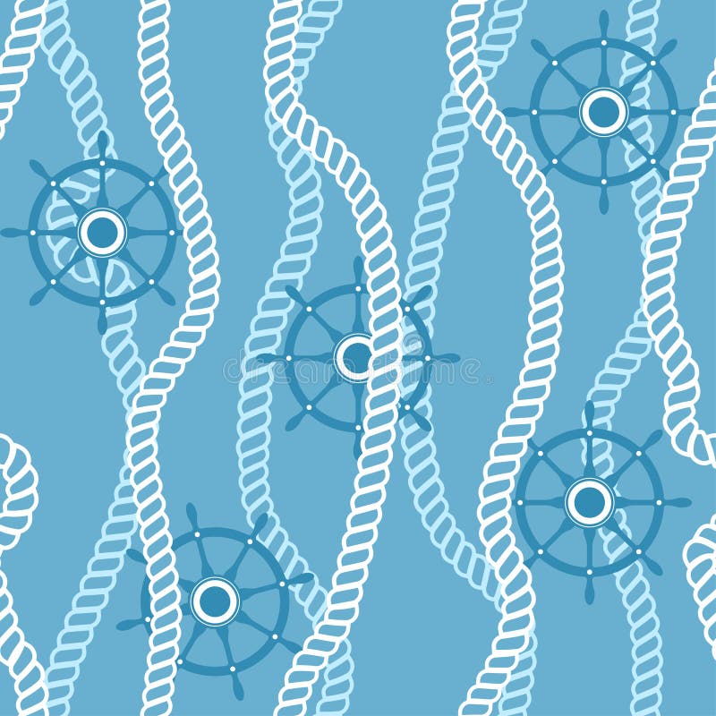 Seamless Pattern Marine Rope and Ships Wheel Stock Vector ...
