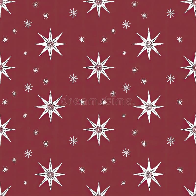 Seamless Pattern of Maroon Stars with White Dots on a Red Background ...