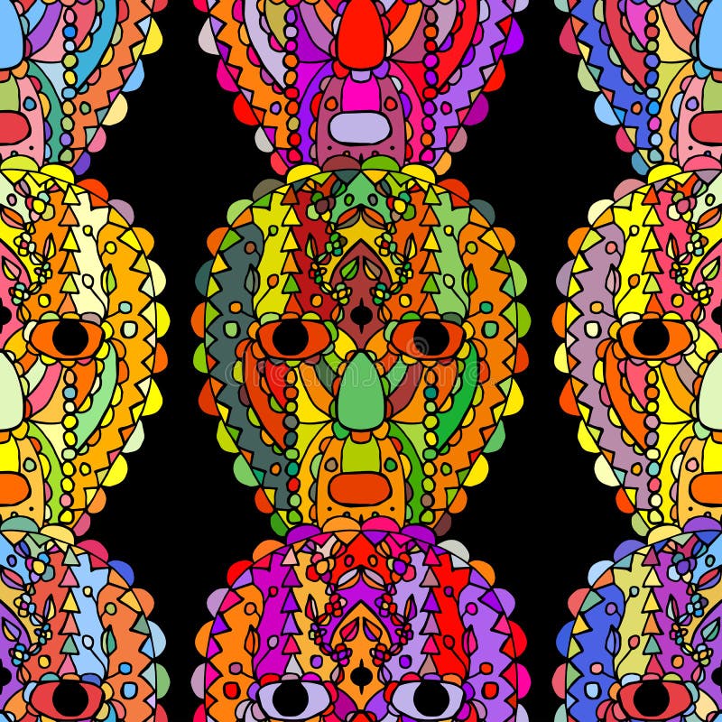 Seamless Pattern of Masks with Decorative Pattern. Vector Illustration ...