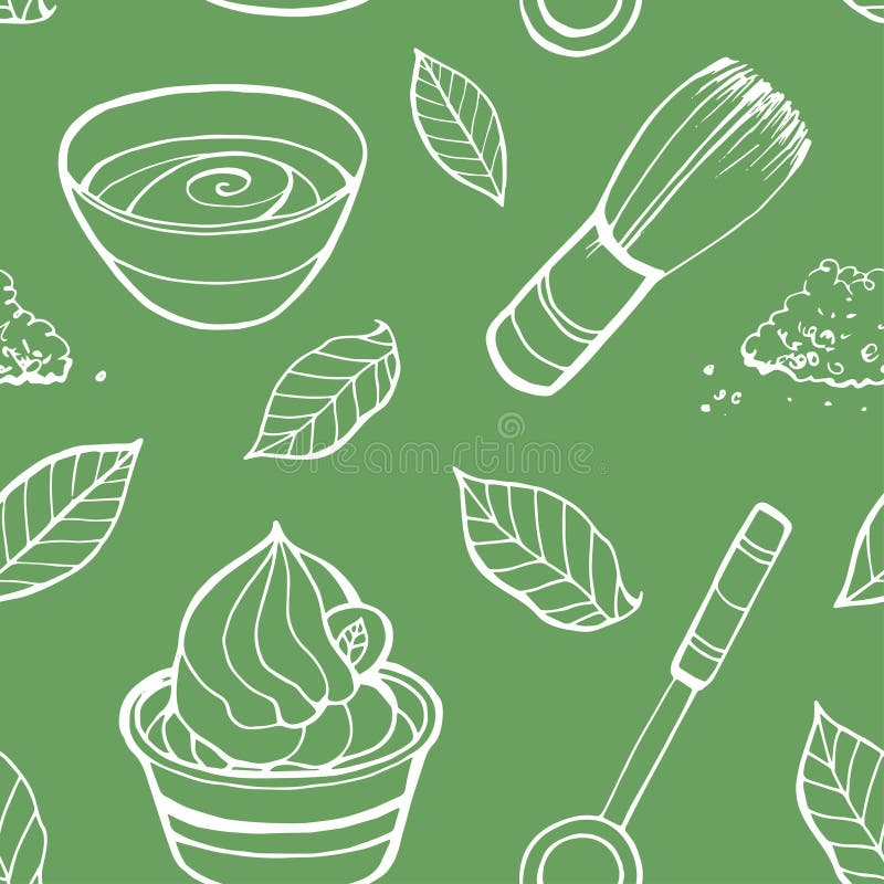 Matcha Seamless Pattern Stock Illustrations – 615 Matcha Seamless ...