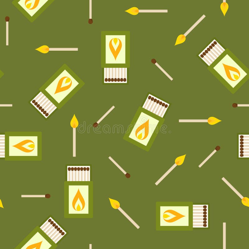 Matches and Matchbox Seamless Pattern Stock Vector - Illustration of ...
