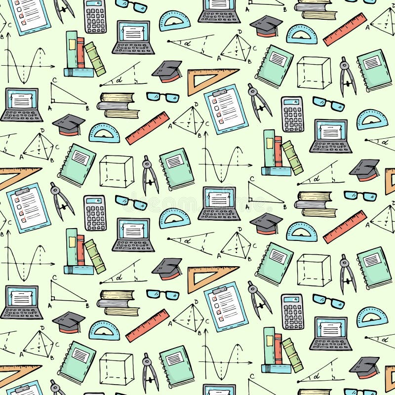 Seamless Pattern with Math and Geometry Elements Stock Illustration ...