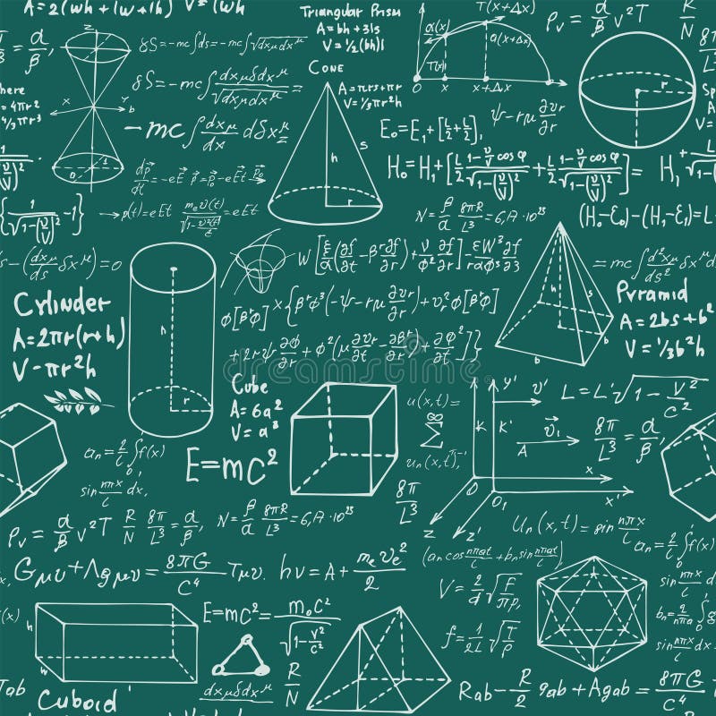 Seamless Pattern with Mathematical Formulas and Geometrical Figures ...