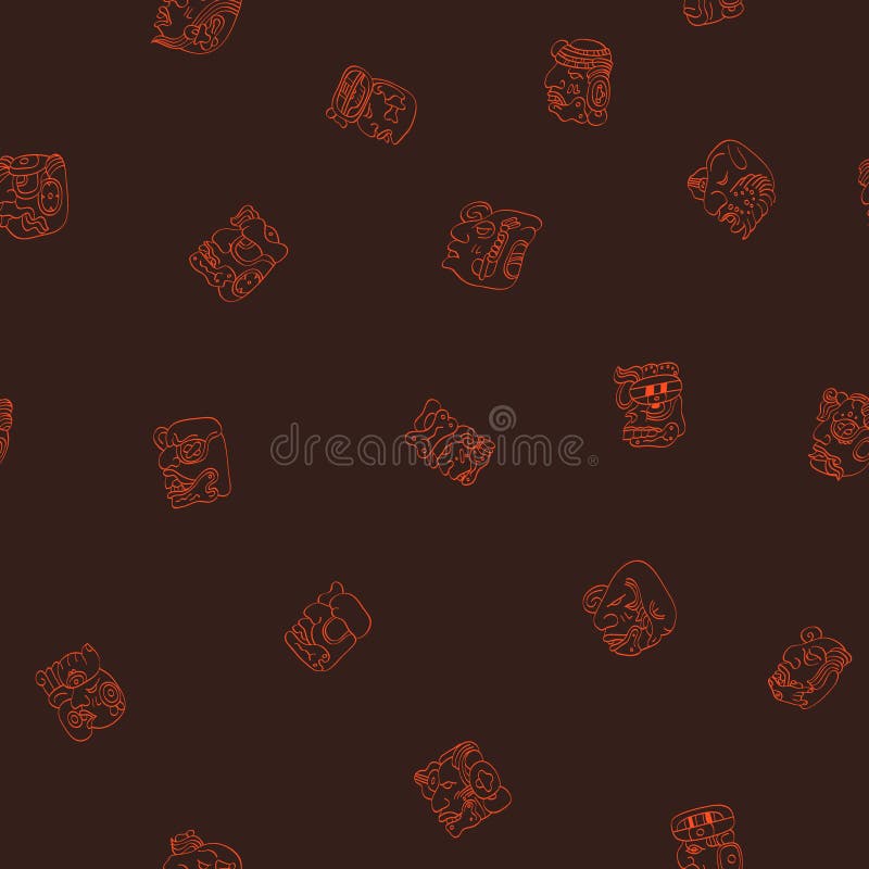 Seamless Pattern with Mayan Glyphs Stock Vector - Illustration of ...