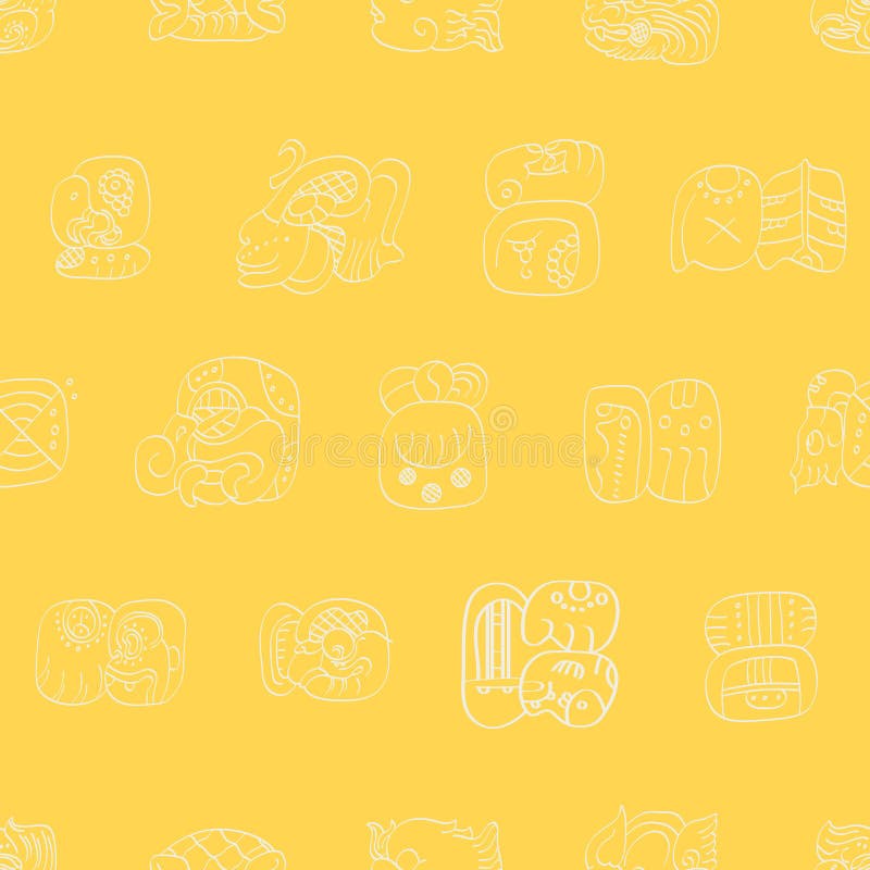Seamless Pattern with Mayan Glyphs Stock Vector - Illustration of ...
