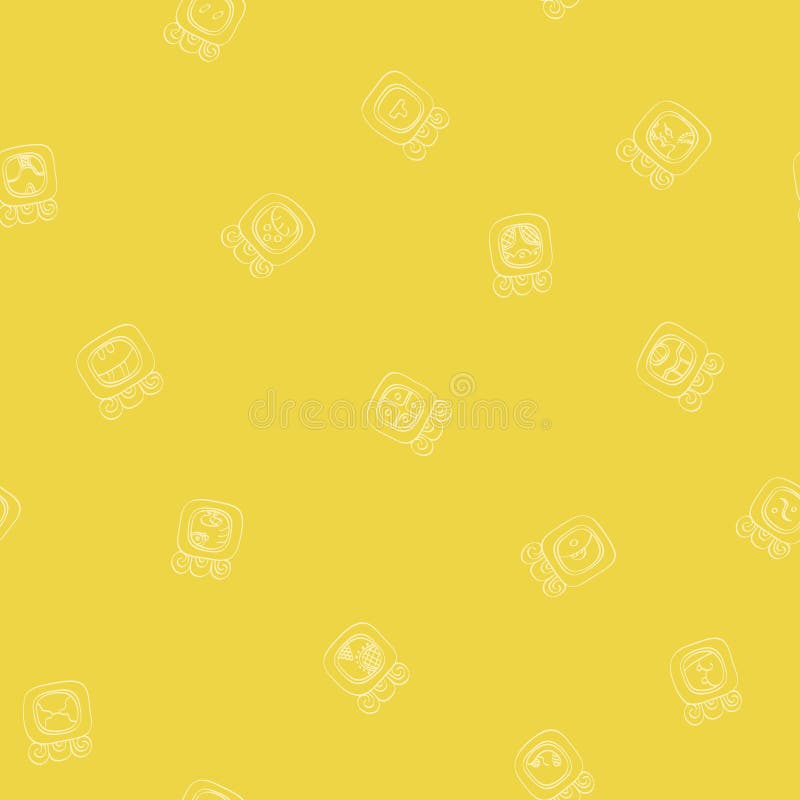 Seamless Pattern with Mayan Glyphs Stock Vector - Illustration of ...