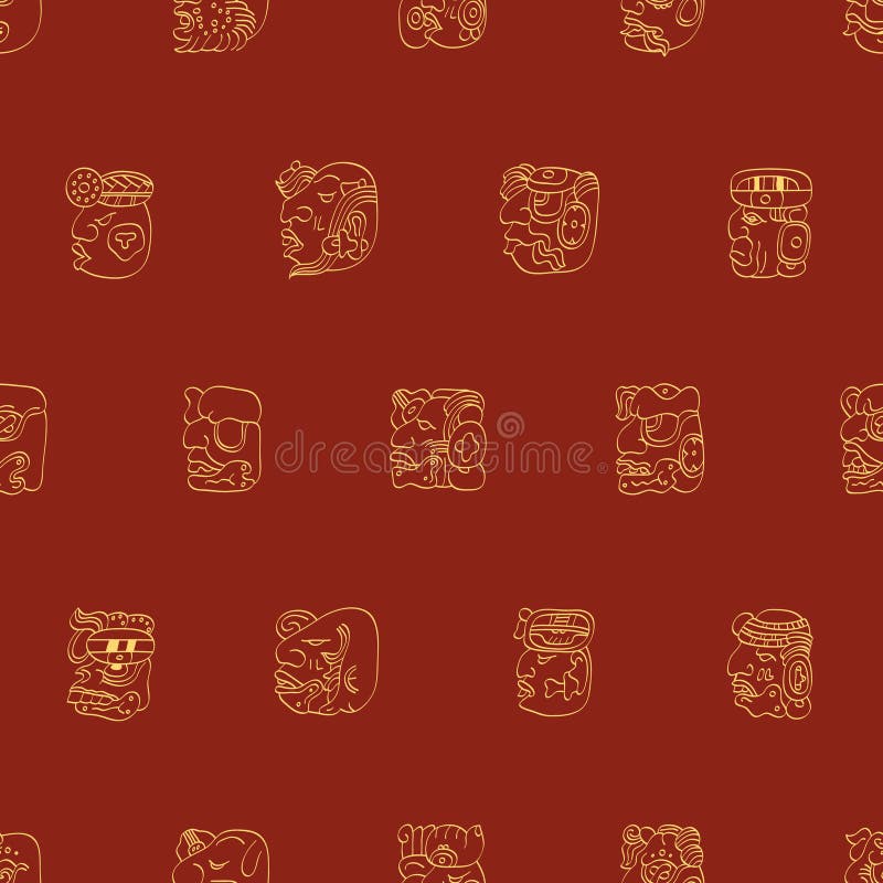 Seamless Pattern with Mayan Glyphs Stock Vector - Illustration of ...