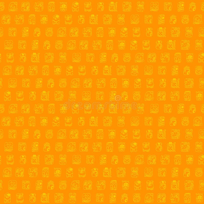 Seamless Pattern with Mayan Glyphs Stock Vector - Illustration of ...