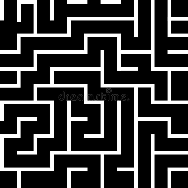 Seamless Pattern with Maze. Monochrome Abstract Background. Vector ...