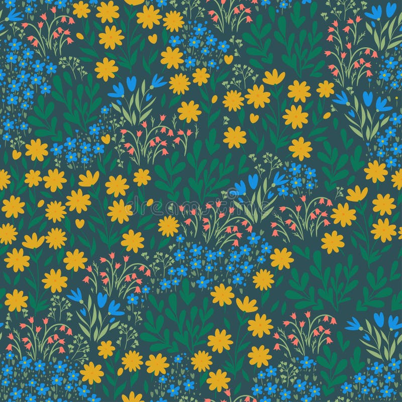 Seamless Pattern with Meadow Flowers. Vector Graphics Stock Vector ...