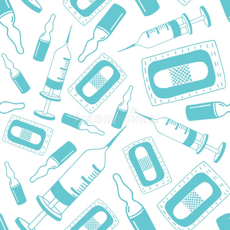 Seamless Pattern of Medical Elements Stock Illustration - Illustration ...