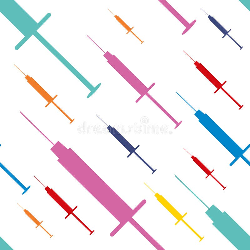 Seamless Pattern of Medical Syringes Isolated on White Background Stock ...