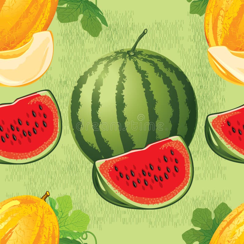 Seamless Pattern of Melon and Watermelon Stock Vector - Illustration of ... Seamless Pattern of Melon and Watermelon Stock Vector - Illustration of ...