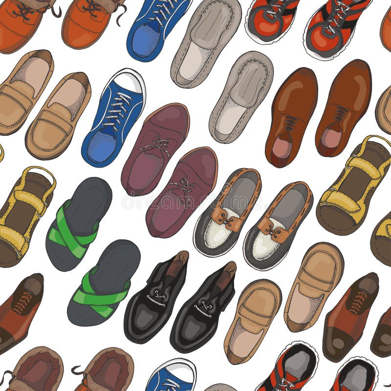 Seamless Pattern with Mens Shoes Stock Vector - Illustration of ...