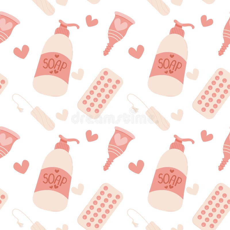Seamless Pattern with Menstrual Objects. Backdrop, Background, Texture ...