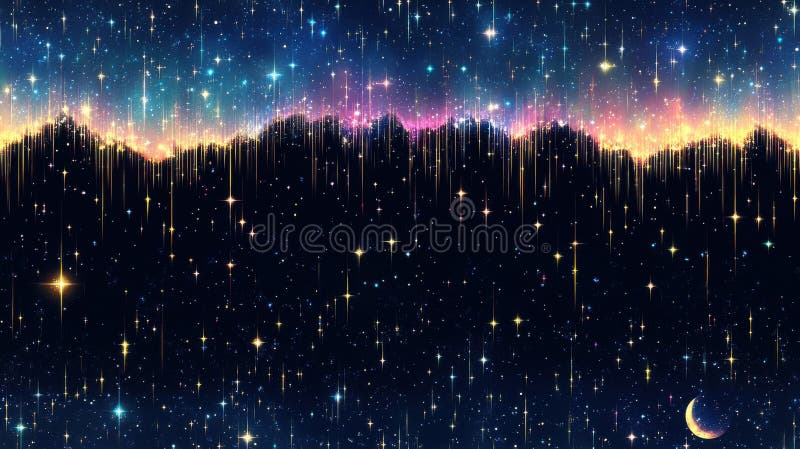 Seamless Pattern,a Mesmerizing Night Sky Filled with Glowing Stars and ...